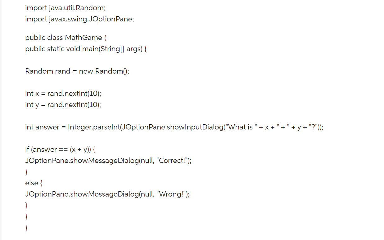 Solved The programme should generate and display 2 random | Chegg.com