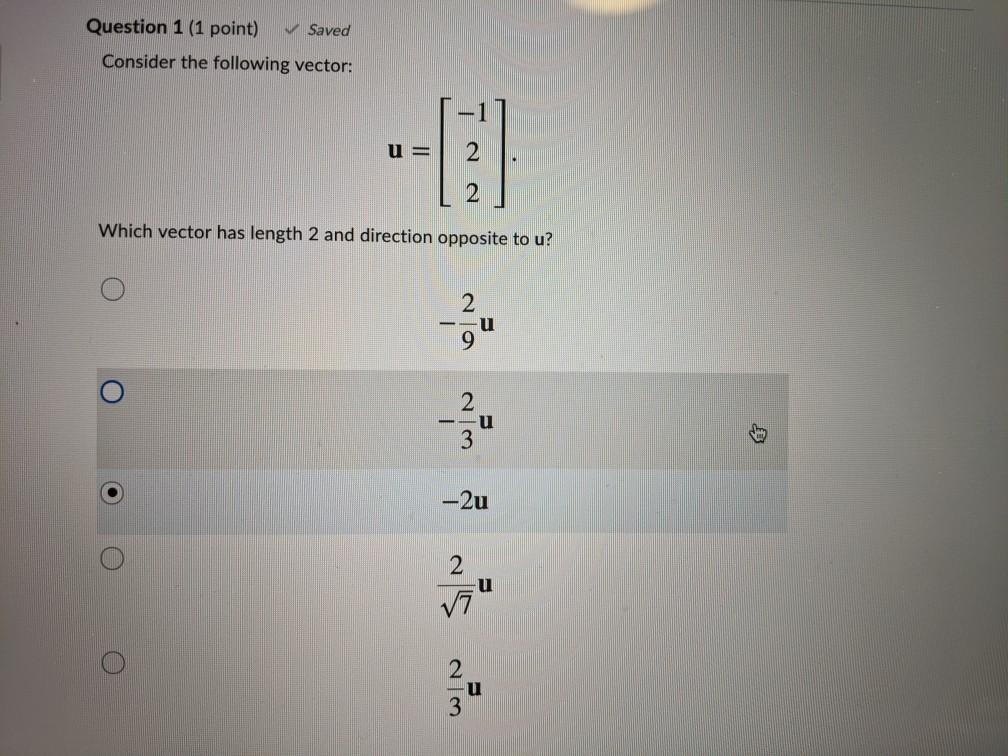 Solved Question 1 (1 point) Saved Consider the following | Chegg.com