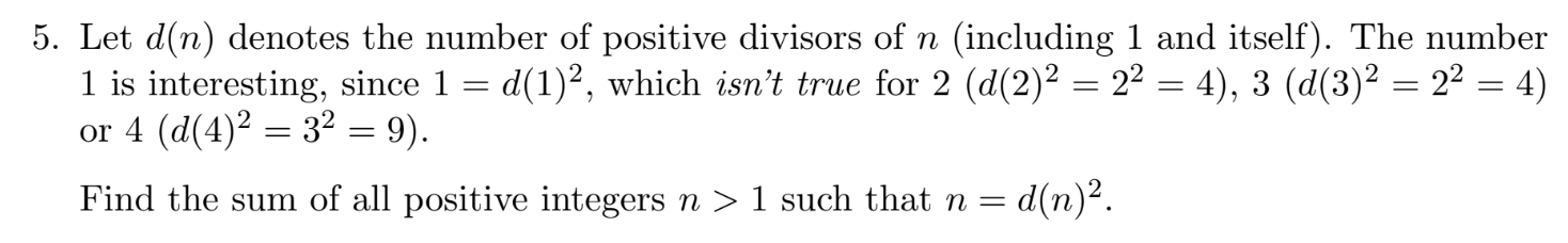 Solved Let d(n) ﻿denotes the number of ﻿positive divisors | Chegg.com