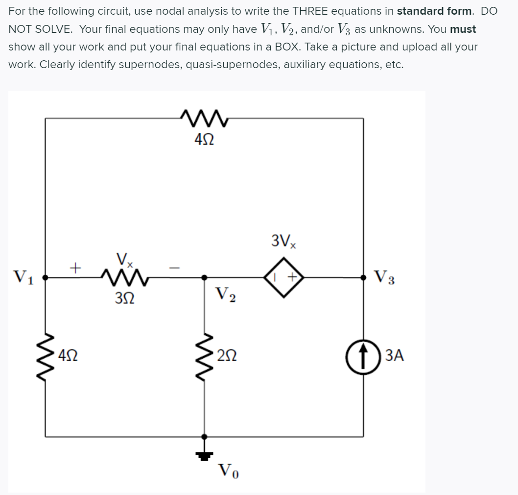 Solved For the following circuit, use nodal analysis to | Chegg.com