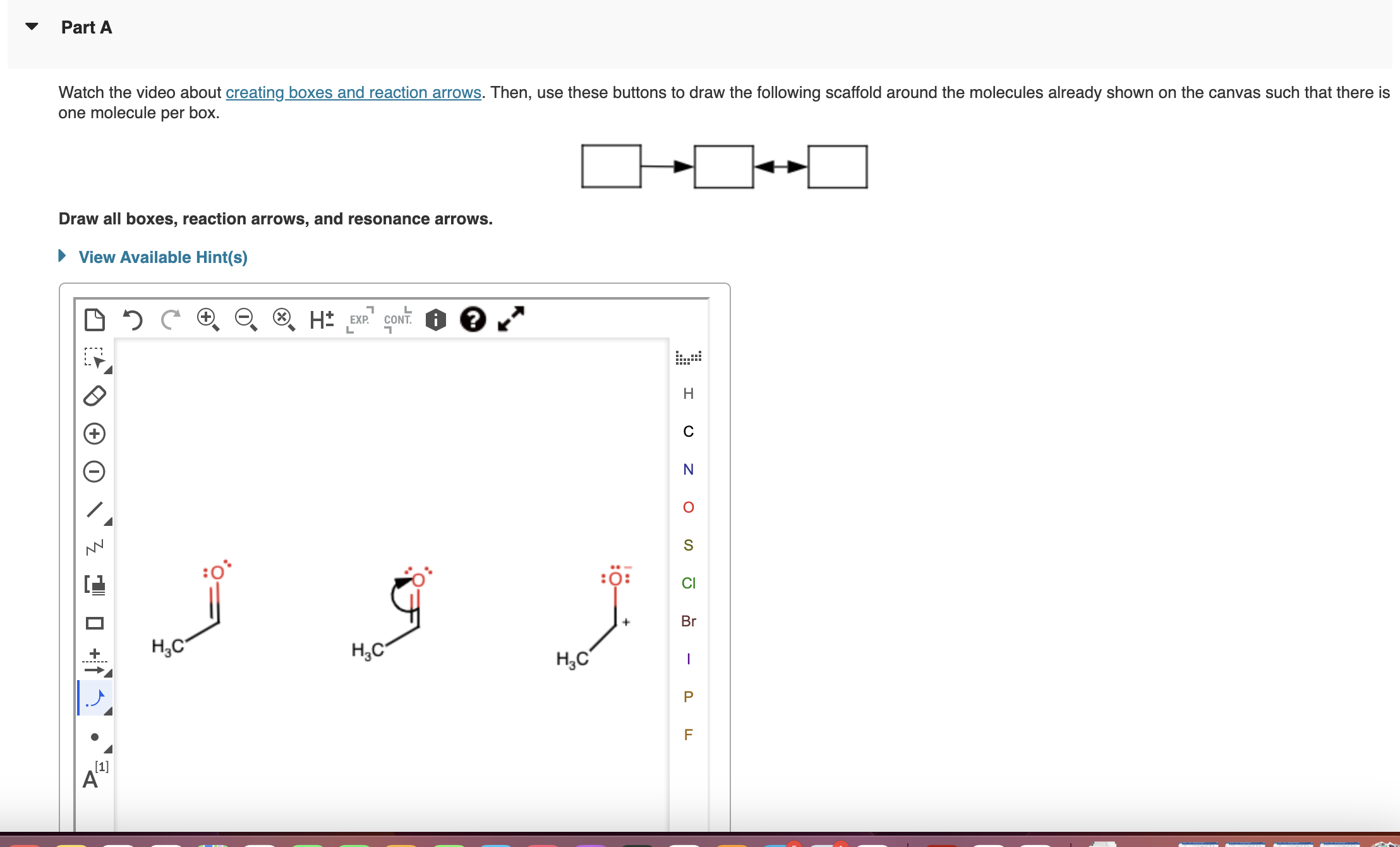 Solved Draw all boxes, reaction arrows, and resonance | Chegg.com