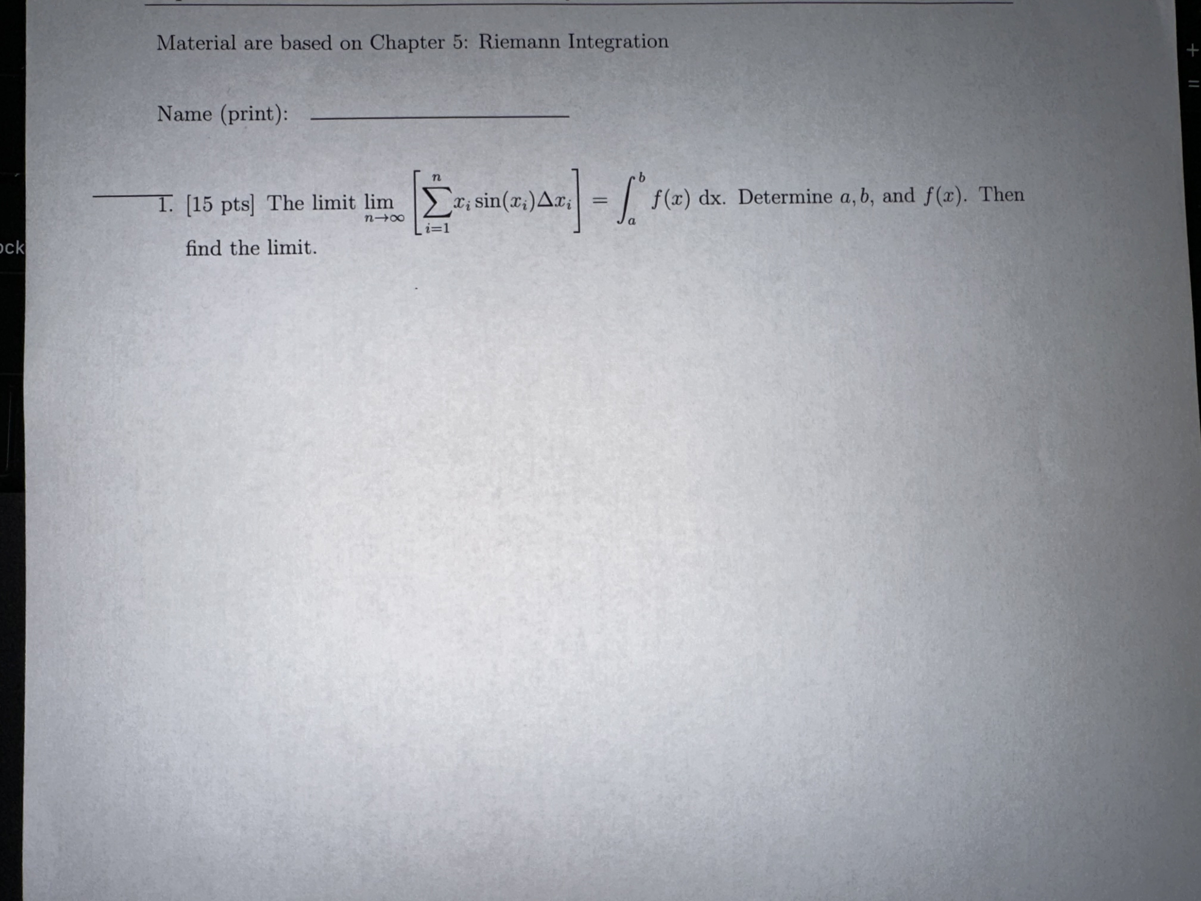 Solved Material are based on Chapter 5: Riemann Integration | Chegg.com
