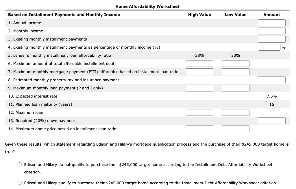 Solved 12. Can I afford this home? - Part 2 Can Edison and | Chegg.com