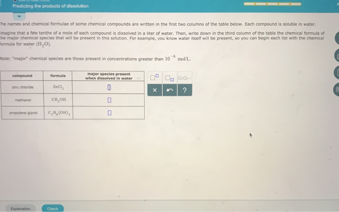 Solved Predicting the products of dissolution The names and | Chegg.com
