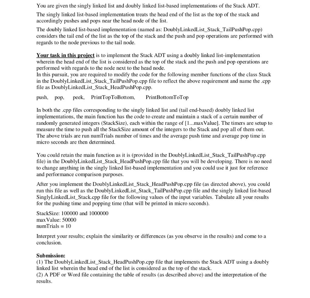 Solved You are given the singly linked list and doubly | Chegg.com