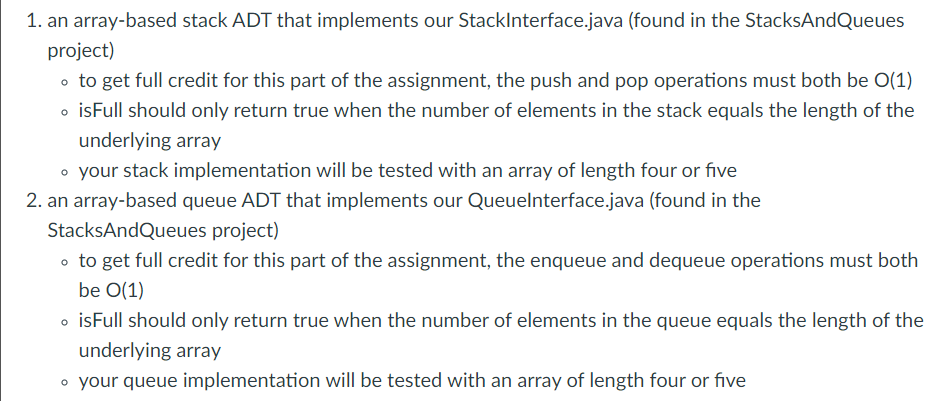For the two array-based implementations, you may earn | Chegg.com For the two array-based implementations, you may earn | Chegg.com