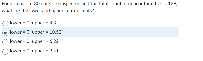 Solved For a c chart, if 30 units are inspected and the | Chegg.com