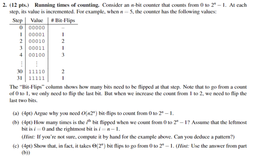 Solved (12 pts.) Running times of counting. Consider an | Chegg.com