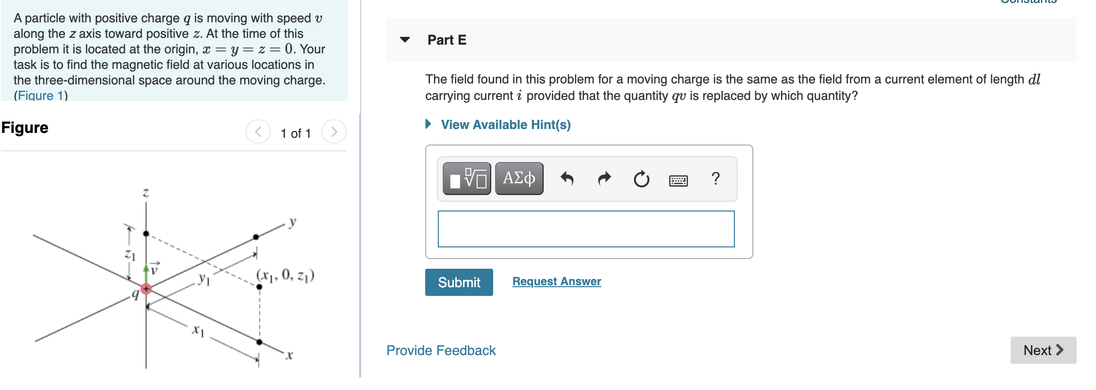 Solved Part E A particle with positive charge q is moving | Chegg.com