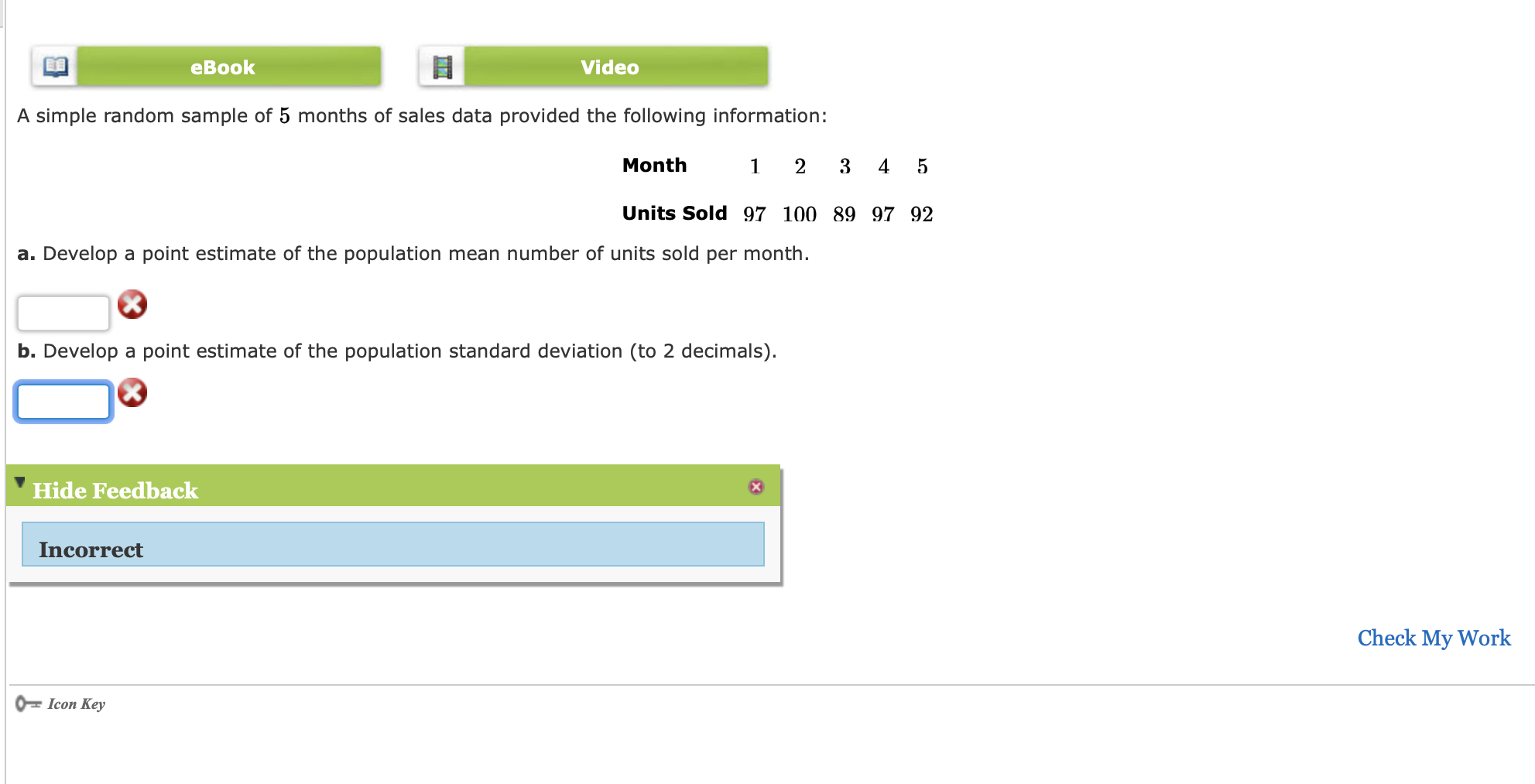 Solved eBook Video A simple random sample of 5 months of | Chegg.com