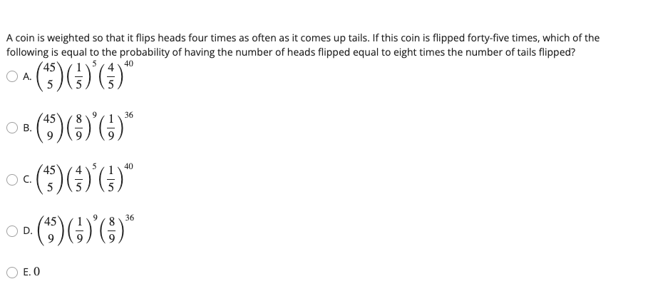 Solved A coin is weighted so that it flips heads four times | Chegg.com