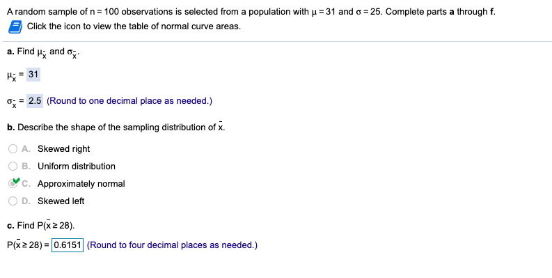Solved A random sample of n = 100 observations is selected | Chegg.com