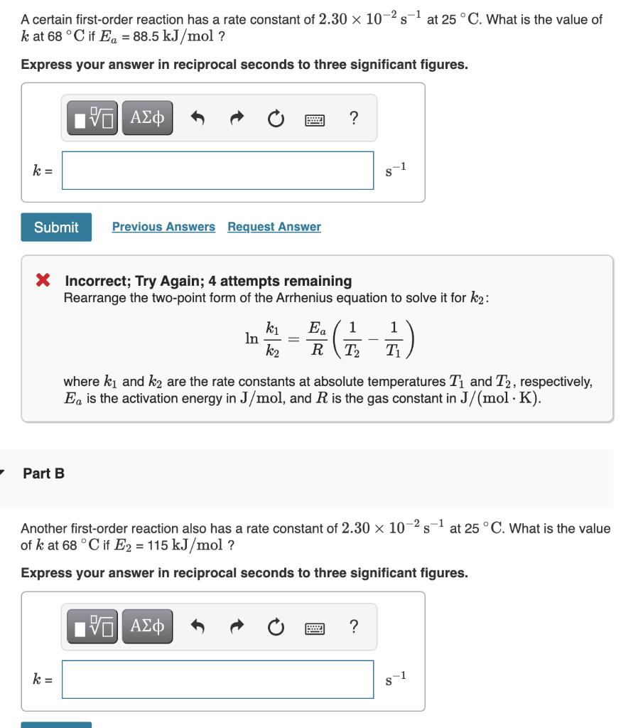 Solved A Certain First Order Reaction Has A Rate Constant Of