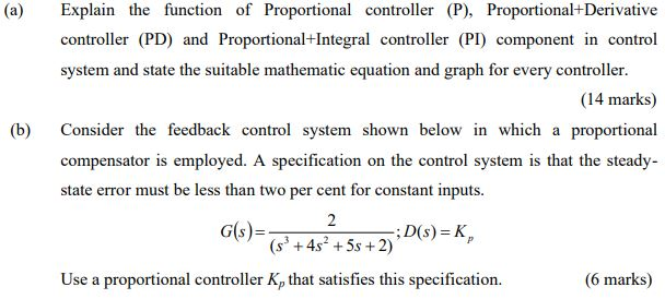 Solved (a) (b) Explain the function of Proportional | Chegg.com