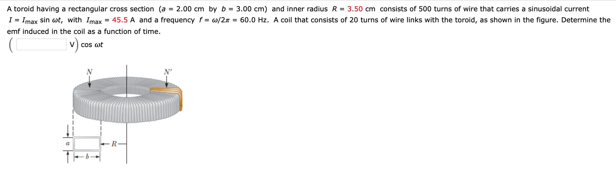 Solved A toroid having a rectangular cross section (a 2.00 | Chegg.com