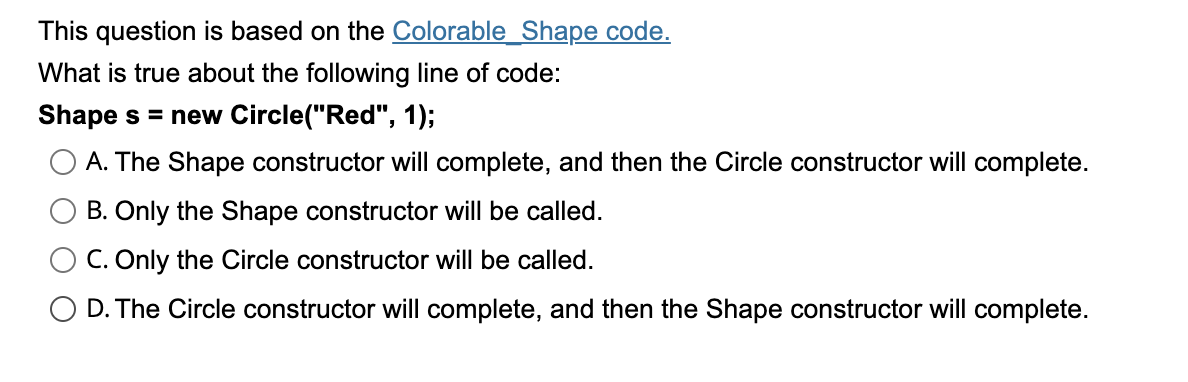 Solved This question is based on the Colorable Shape code. | Chegg.com