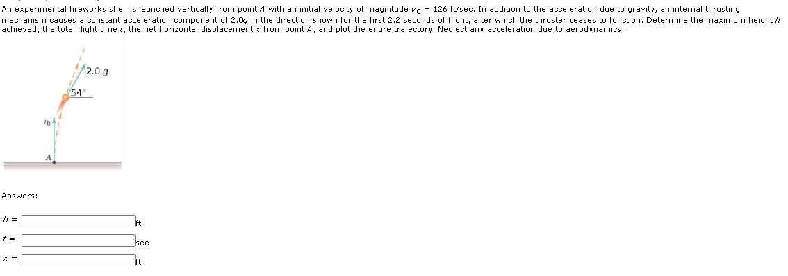 Solved An experimental fireworks shell is launched | Chegg.com