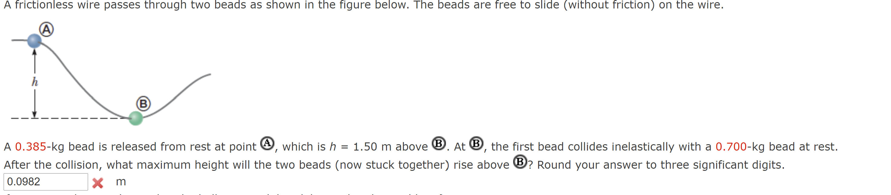 Solved A frictionless wire passes through two beads as shown | Chegg.com