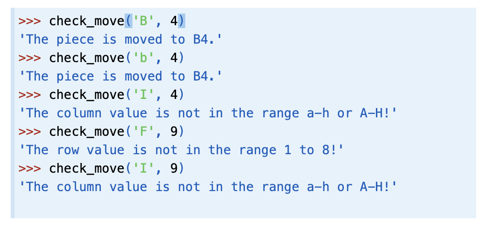 Solved Let's extend check_move() again, to still allow | Chegg.com