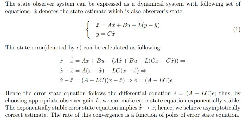The state observer system can be expressed as a | Chegg.com