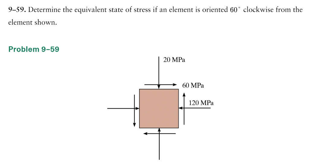 Solved 9-59. Determine the equivalent state of stress if an | Chegg.com