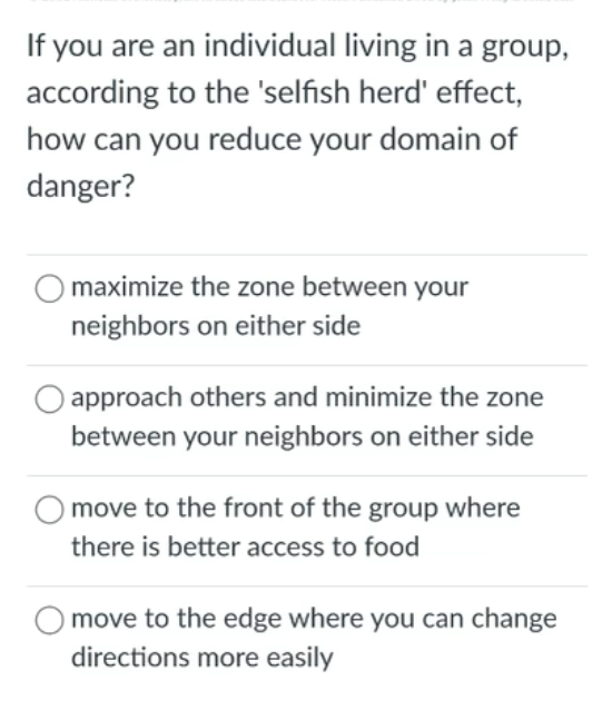 Solved If you are an individual living in a group, according | Chegg.com