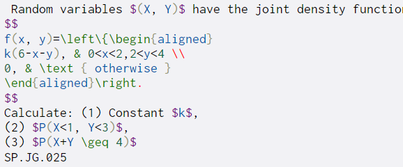 Solved Random variables $(X, Y)$ have the joint density | Chegg.com