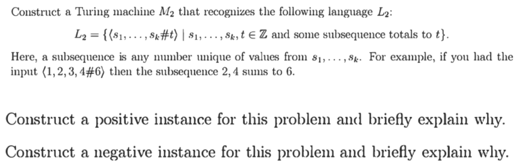 Construct a Turing machine M2 that recognizes the | Chegg.com