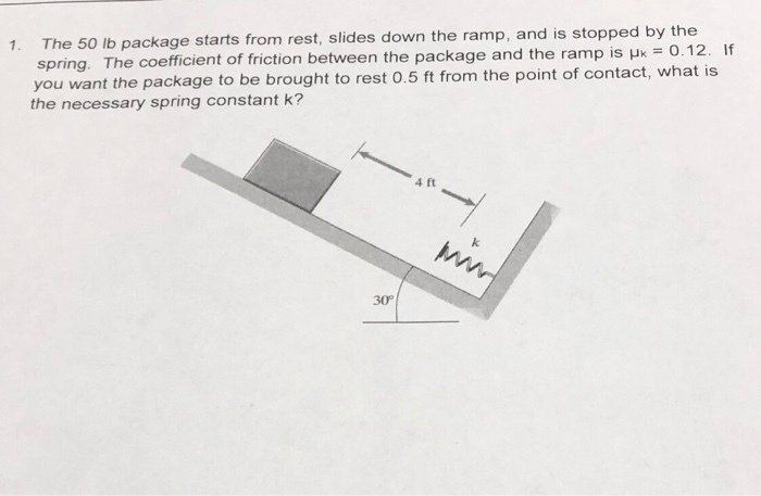 Solved The 50 lb package starts from rest, slides down the | Chegg.com