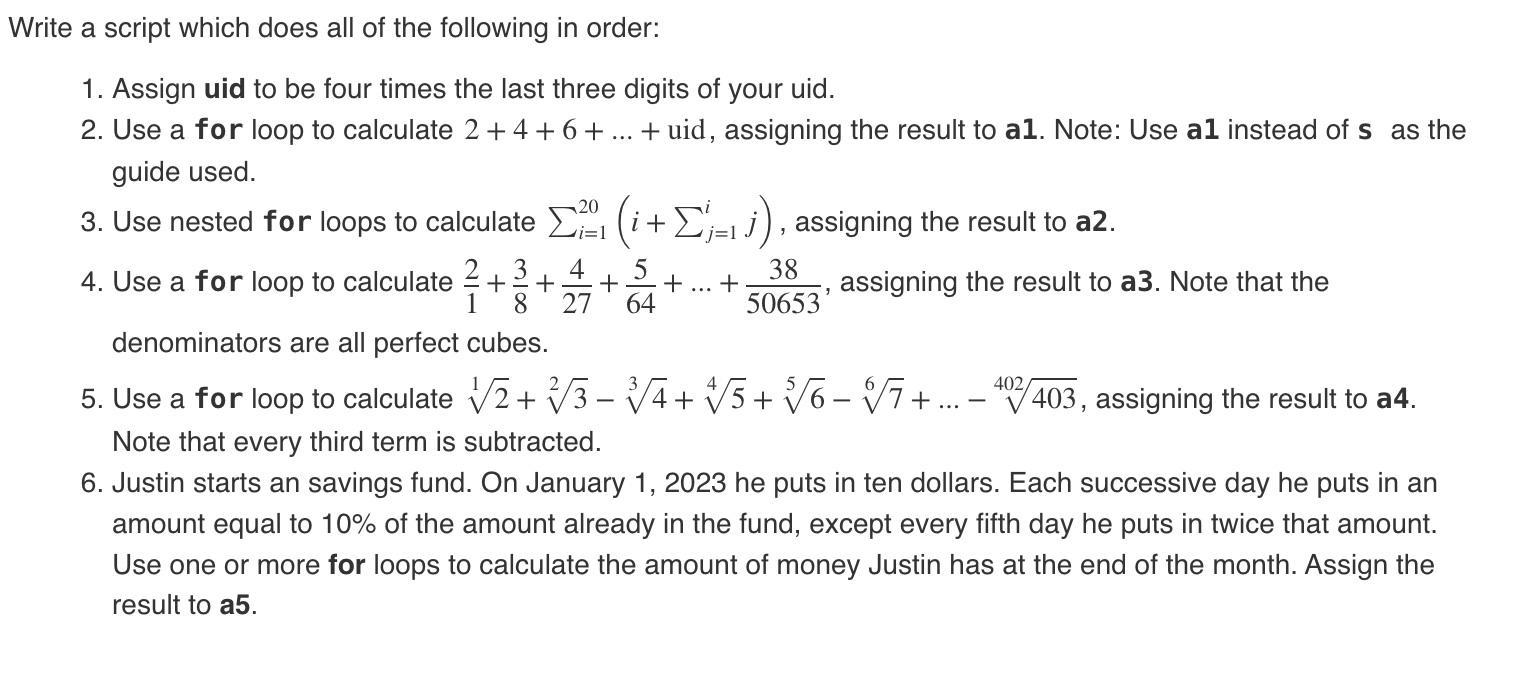 Solved Vrite A Script Which Does All Of The Following In 