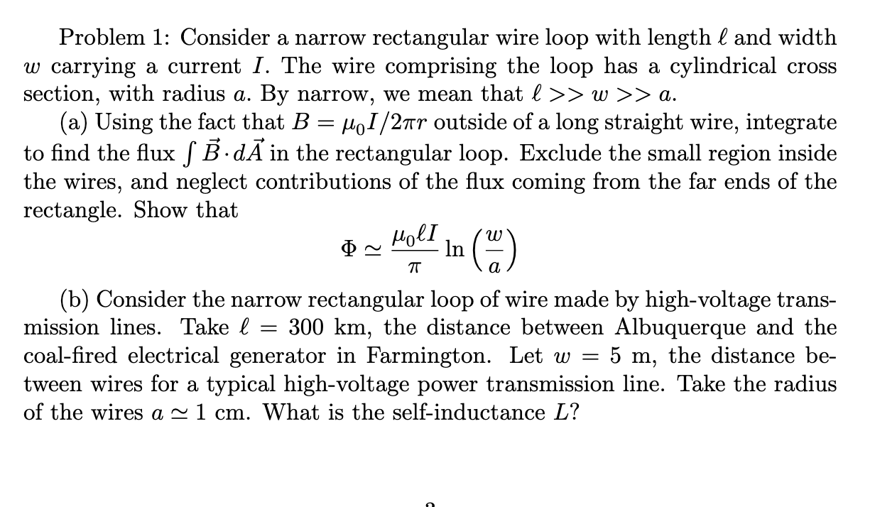 Solved Problem 1: Consider a narrow rectangular wire loop | Chegg.com