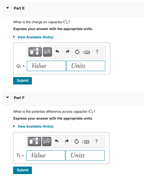 Solved Determine The Charge On And The Potential Difference 3189