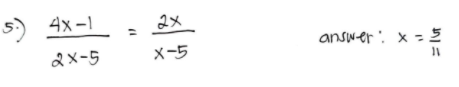 Solved 2x 5.) 4x-1 2X-5 answer: X5 11 X-5 | Chegg.com