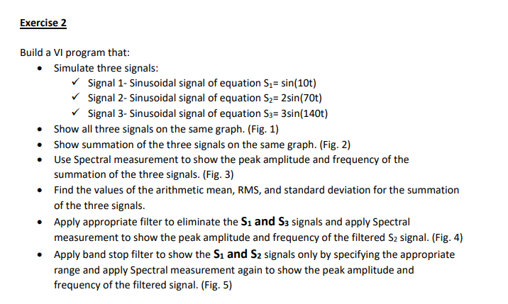 Solved Build a VI program that: - Simulate three signals: | Chegg.com
