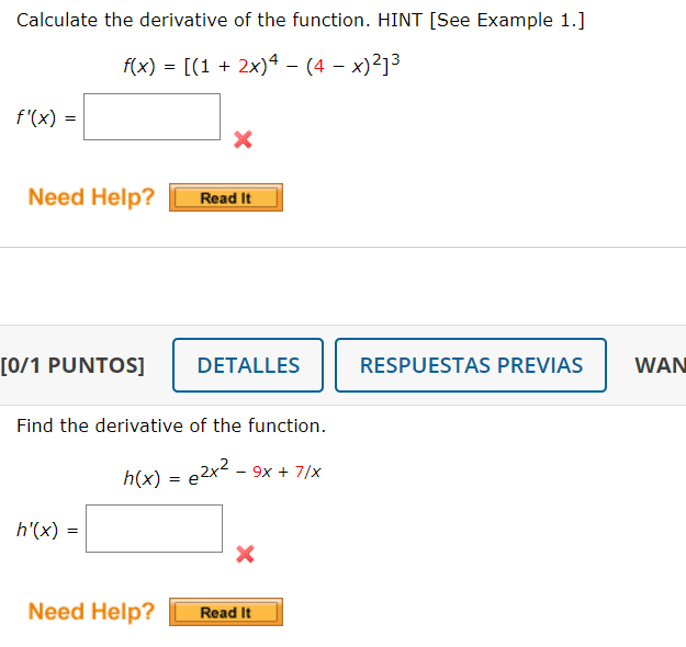 Solved Calculate the derivative of the function. HINT [See | Chegg.com
