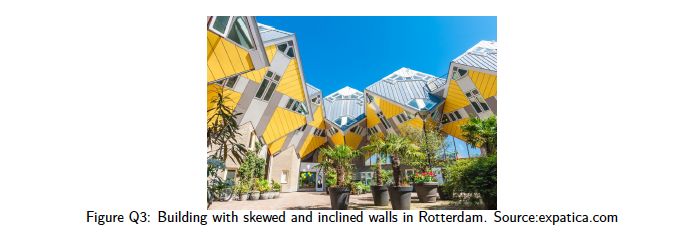 Solved Figure Q3: Building with skewed and inclined walls in | Chegg.com