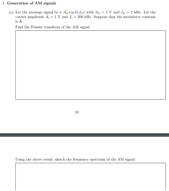 Solved 1. Generation of AM signals (a) Let the message | Chegg.com