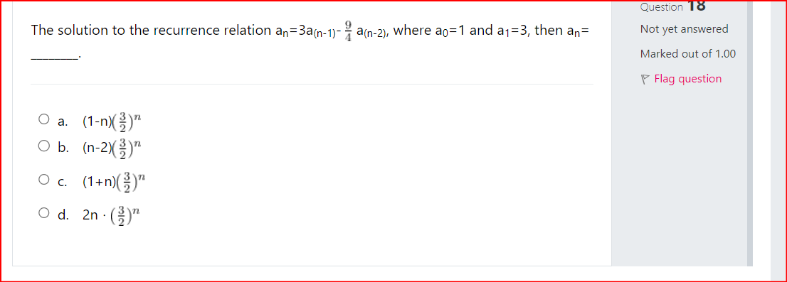 Solved The solution to the recurrence relation \\( a_{n}=3 | Chegg.com