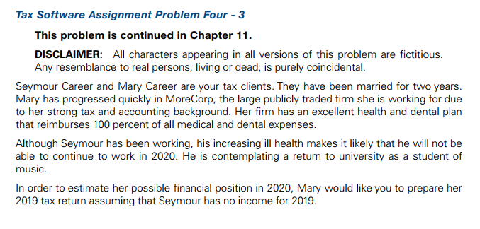 Tax Software Assignment Problem Four - 3 This problem | Chegg.com