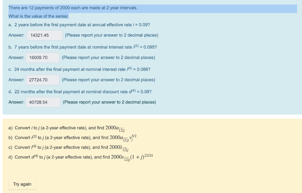 There are 12 payments of 2000 each are made at 2 | Chegg.com