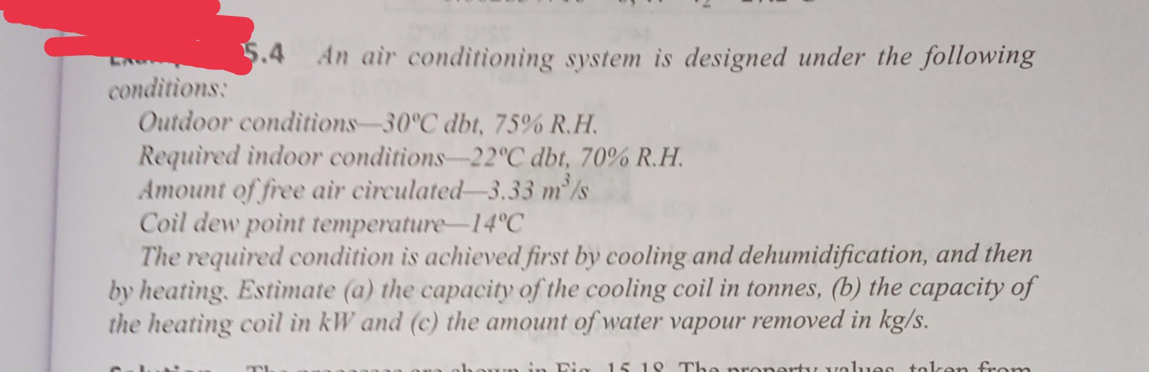 Solved 5.4 An air conditioning system is designed under the | Chegg.com