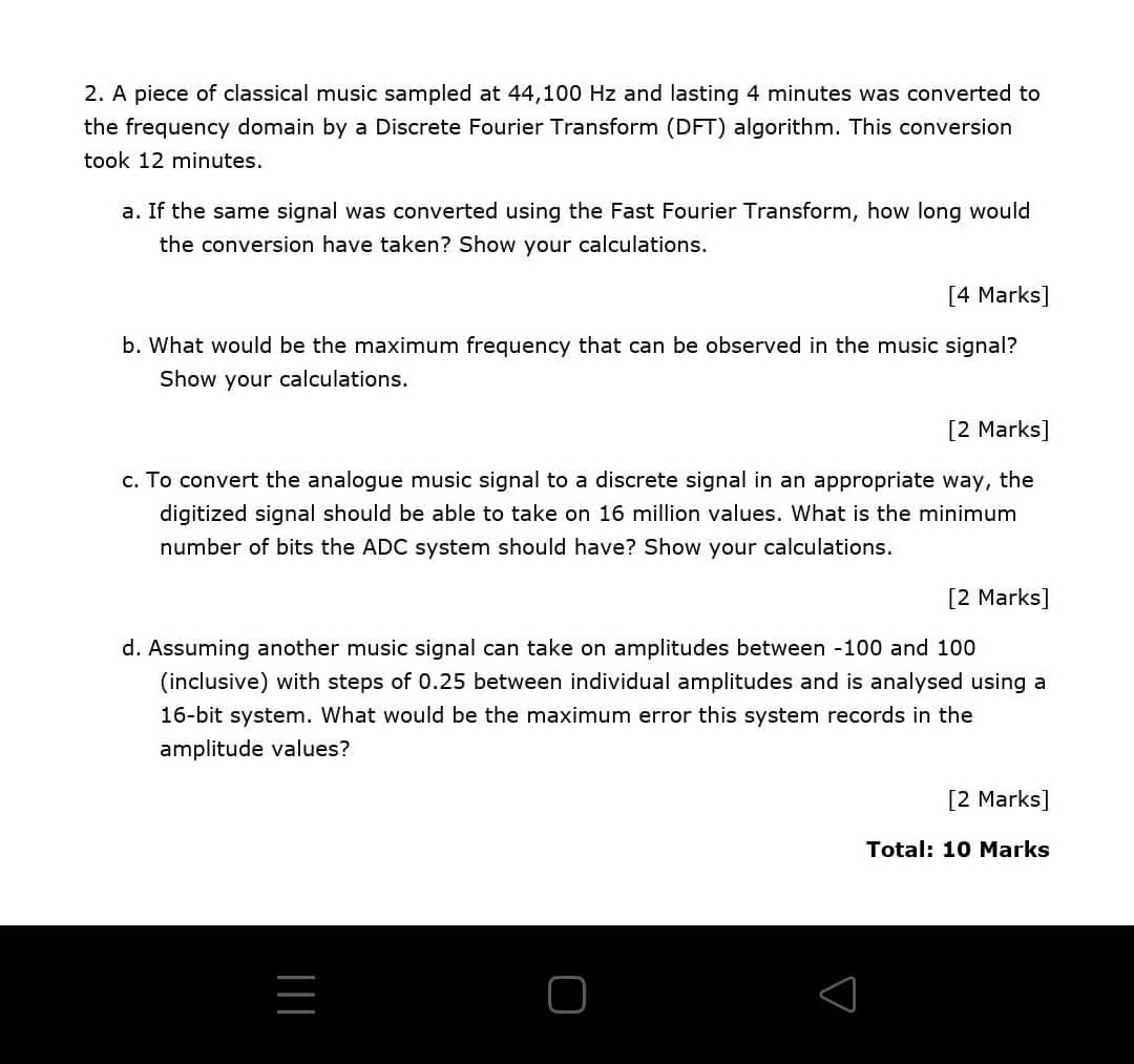 Solved 2. A piece of classical music sampled at 44,100 Hz | Chegg.com