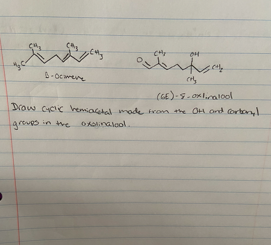 Solved Draw cyclic hemiacetal made from the alcohol and | Chegg.com