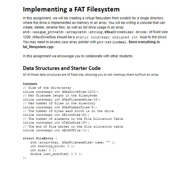 Solved Interface and Specification// TODO (void)filename; | Chegg.com