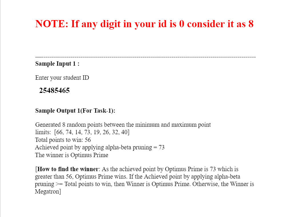 Solved Sample Input 2 : Enter your student ID 17564039 | Chegg.com