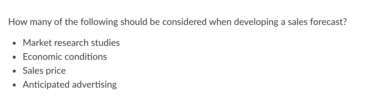 Solved How many of the following should be considered when | Chegg.com