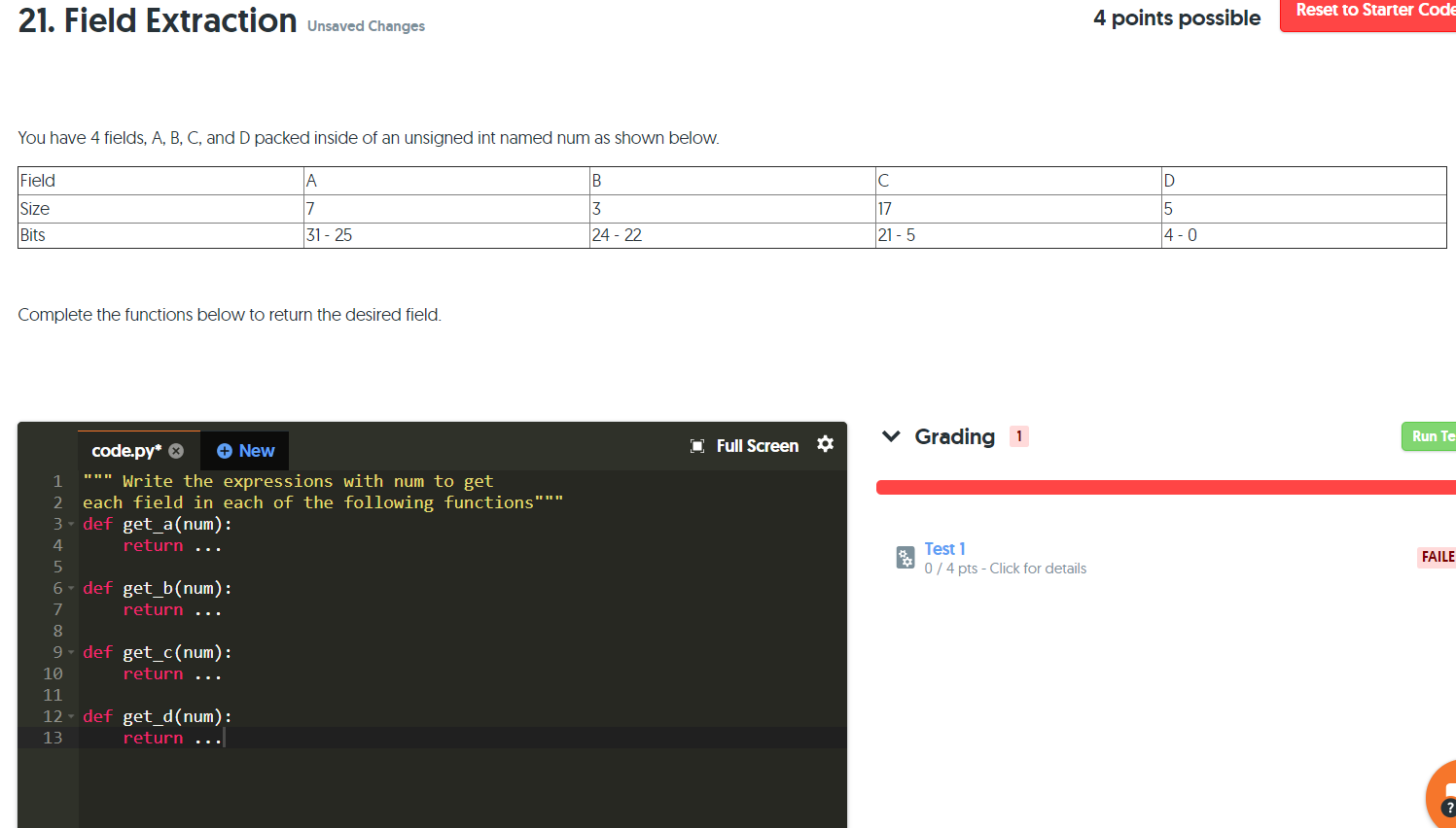21. Field Extraction You have 4 fields, A, B, C, and | Chegg.com