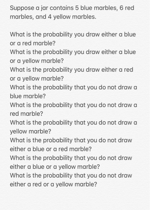Solved Suppose a jar contains 5 blue marbles, 6 red marbles, | Chegg.com