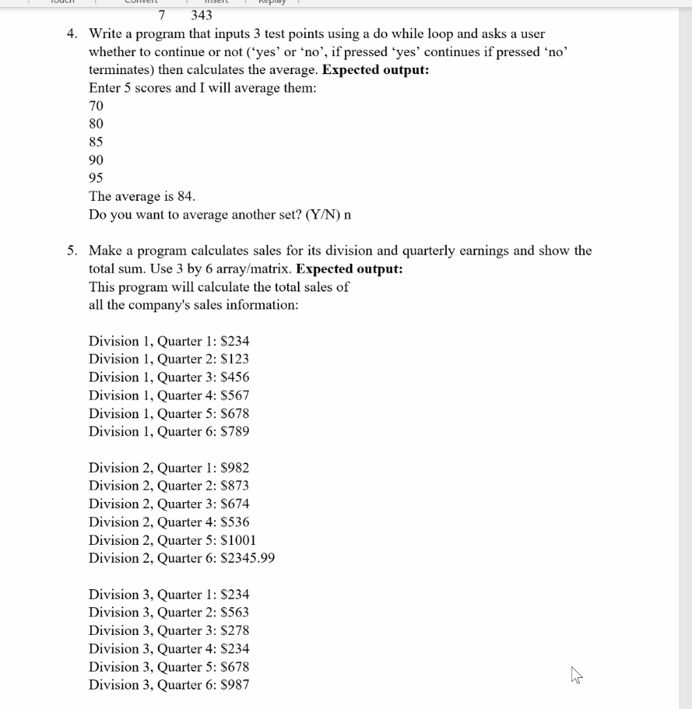 Solved 7 343 4. Write a program that inputs 3 test points | Chegg.com