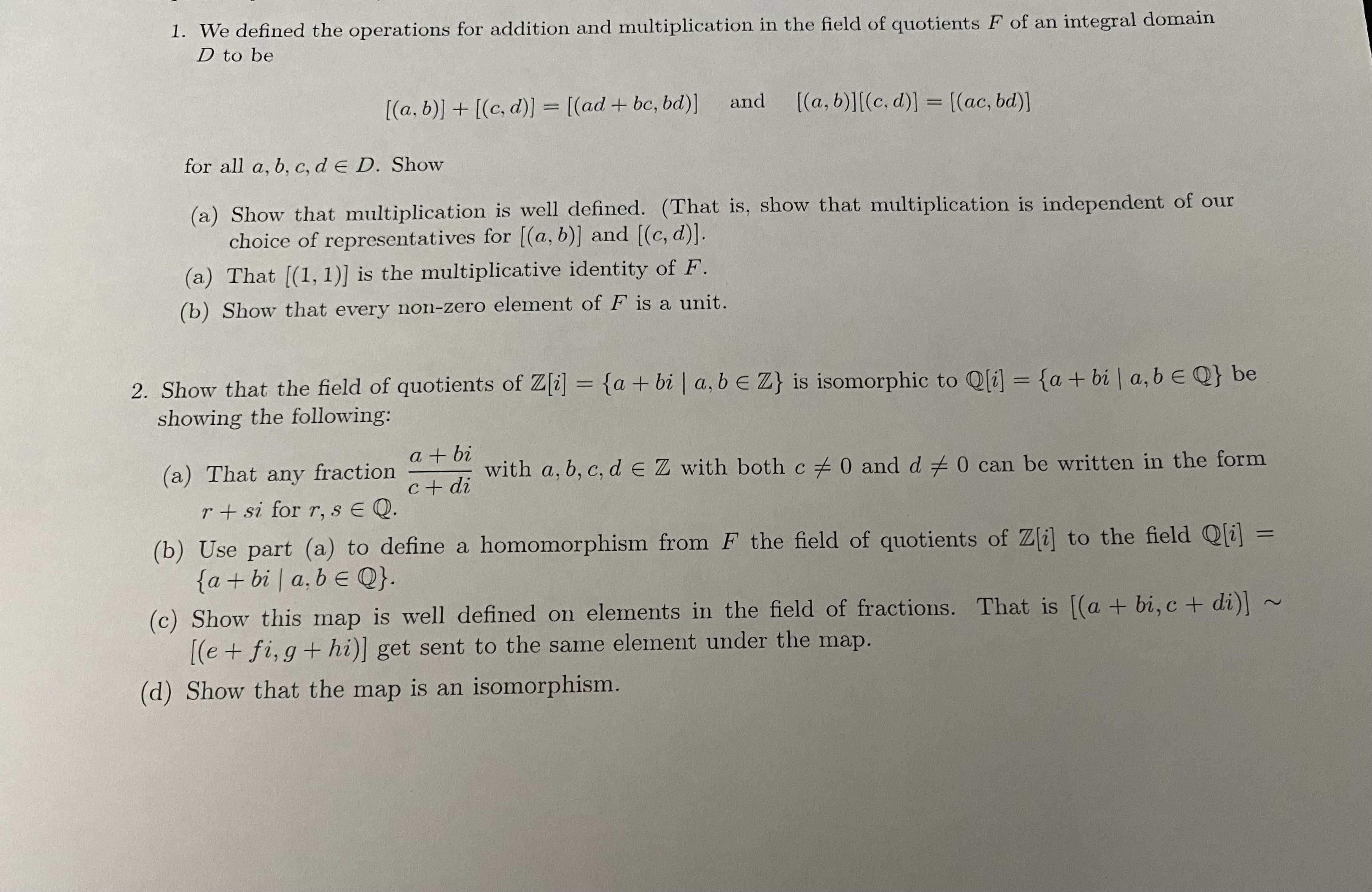 Solved 1. We defined the operations for addition and | Chegg.com
